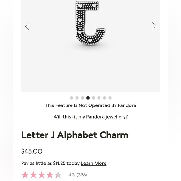 Pandora | Accessories | Pandora Letter J Charm For Sale | Poshmark